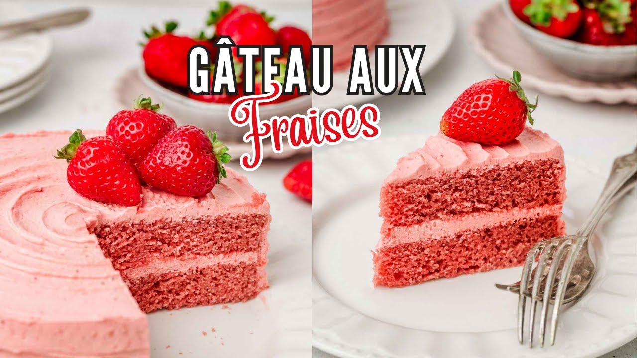 Gâteau d'Anniversaire Rose à la Fraise - Génoise à la fraise et ...