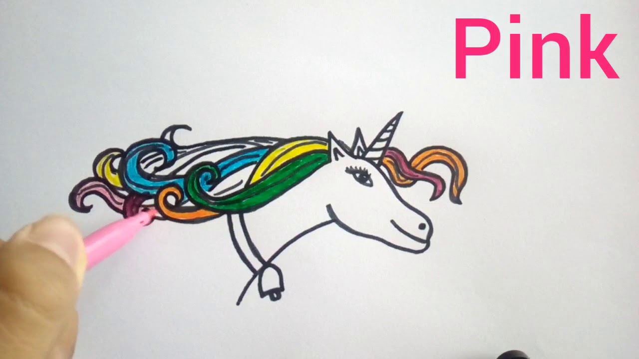 Drawing a rainbow Unicorn+Learn colors|Pingpong Kids - YouTube