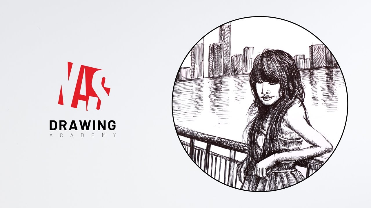 How to Draw a Girl inside Circle । Easy Circle scenery Drawing - YouTube