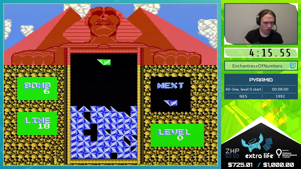 Pyramid (NES, 1992) - 40-Line, Level 0 Start - EnchantressOfNumbers ...