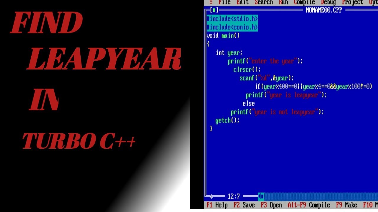 check leapyear or not in c || find leap year in turbo c++ - YouTube