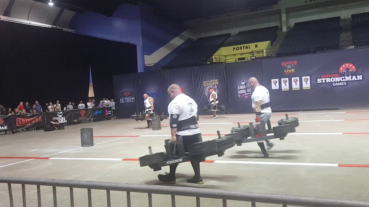 Nick Best wins his heat in the Farmers Walk @ World's Strongest Man ...