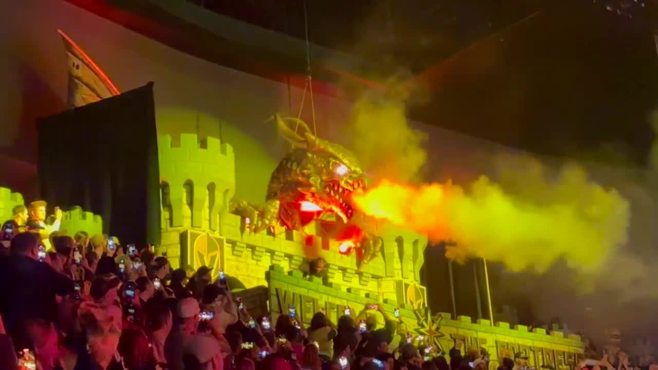 Golden Knights add flare to game days with a new dragon - YouTube