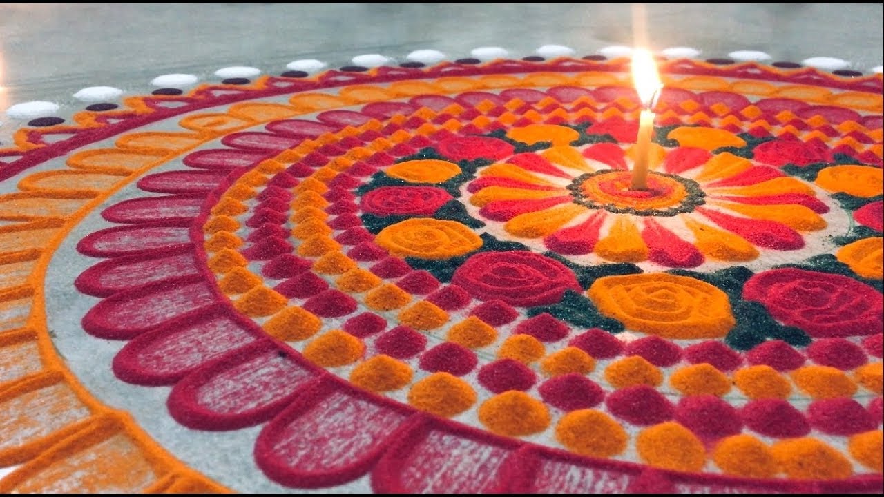 Beautiful FESTIVAL'S rangoli designs with colours - YouTube