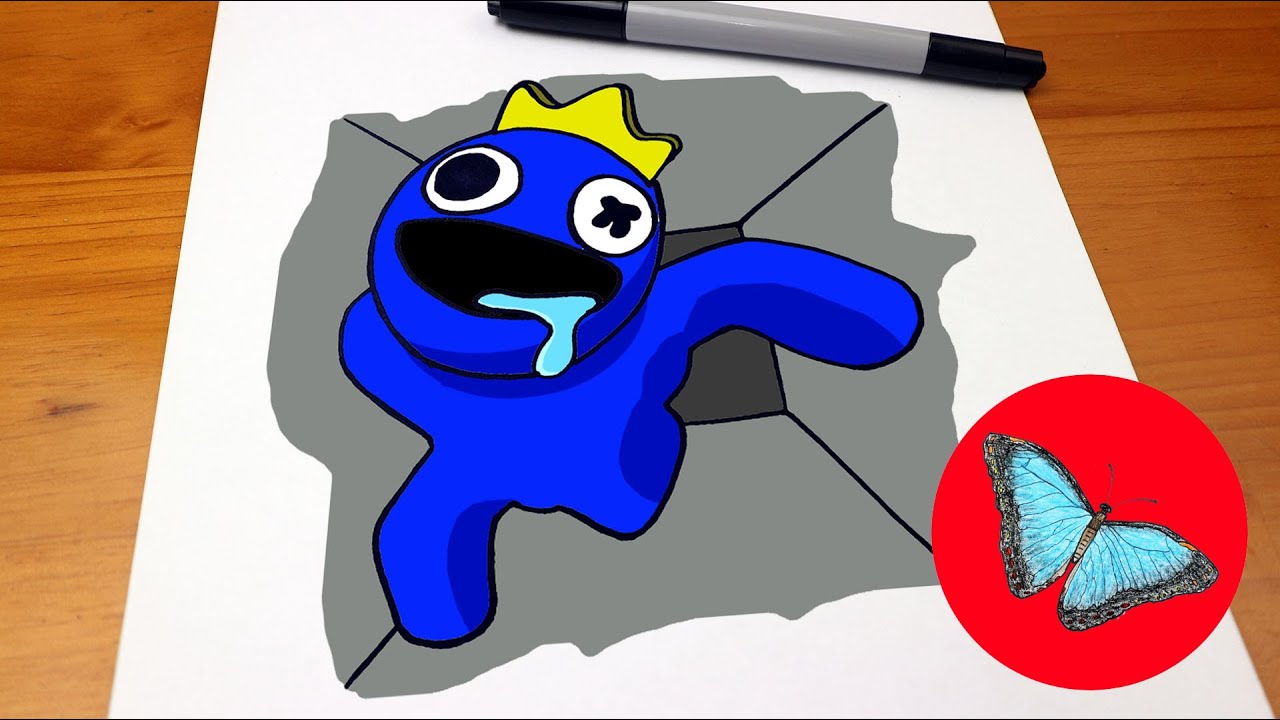 How To Draw Blue Rainbow Friends Chasing Me - YouTube