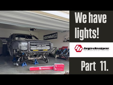 Installing custom Baja Designs off road lights in the grille of the GMC ...