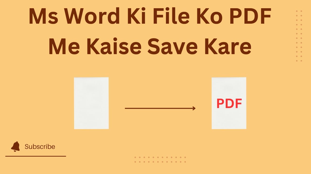 MS Word Ki File Ko PDF Me Kaise Save Kare|| In Hindi - YouTube