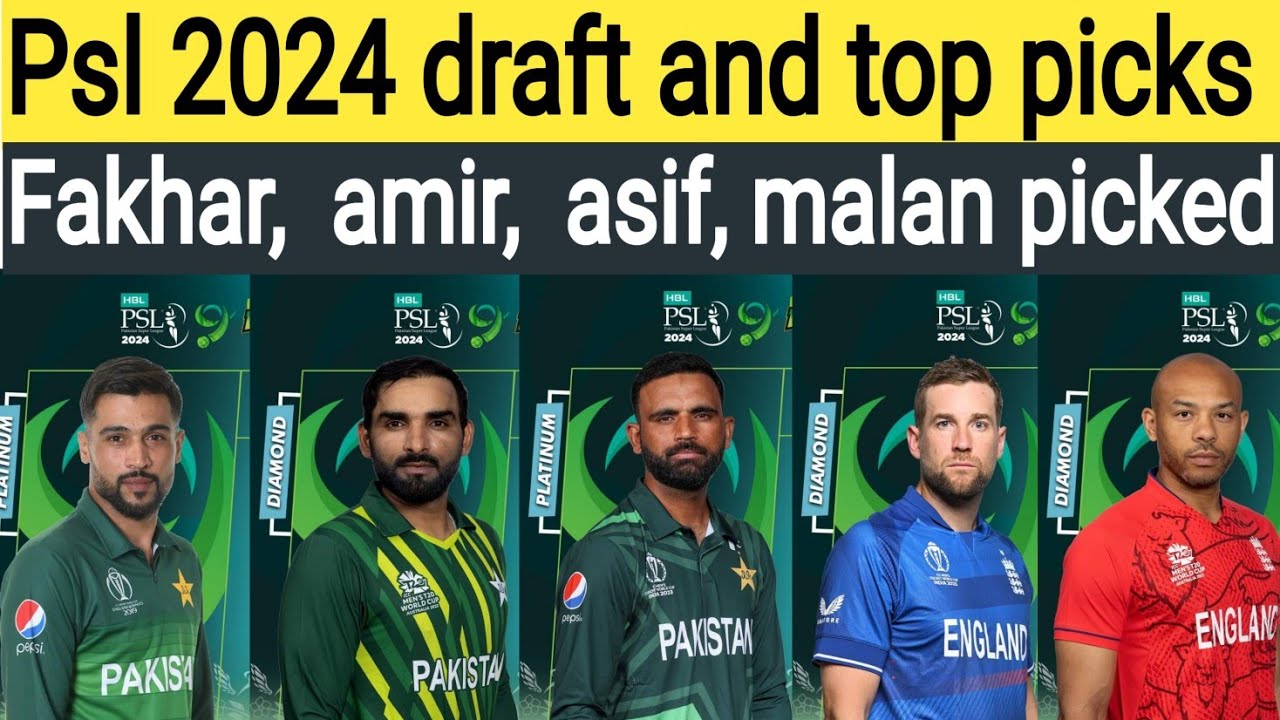 PSL 2024 draft & picks | Malan,Asif Ali, Amir, picked in high ...