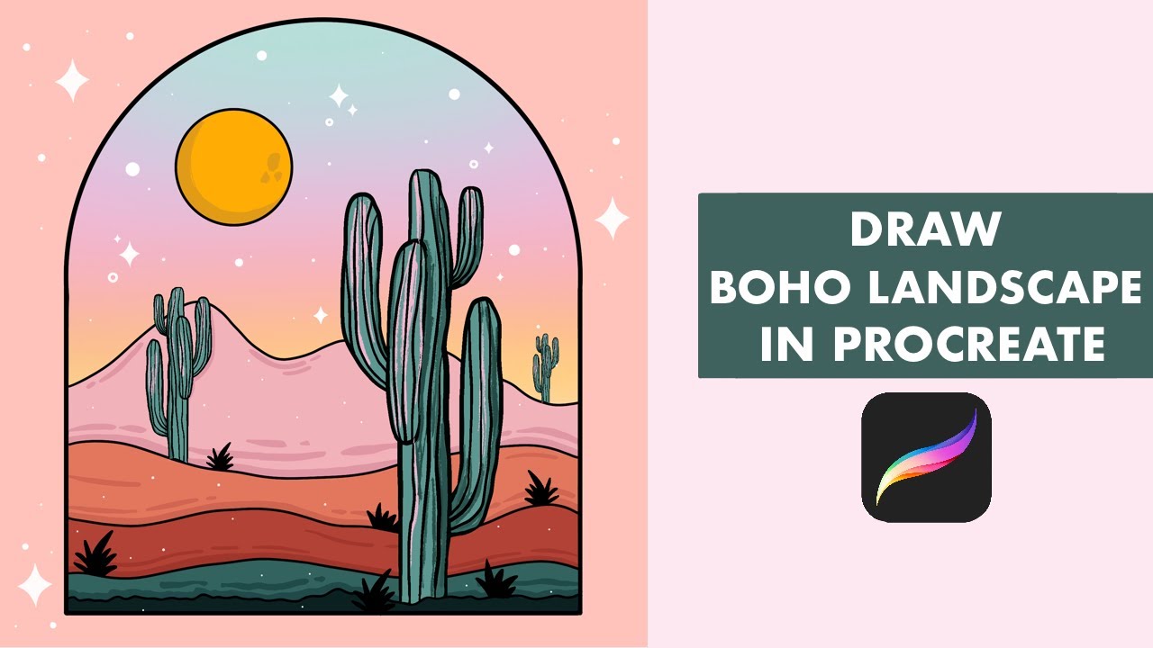 BOHO LANDSCAPE Anyone Can Draw - Easy Step-By-Step Procreate Tutorial ...