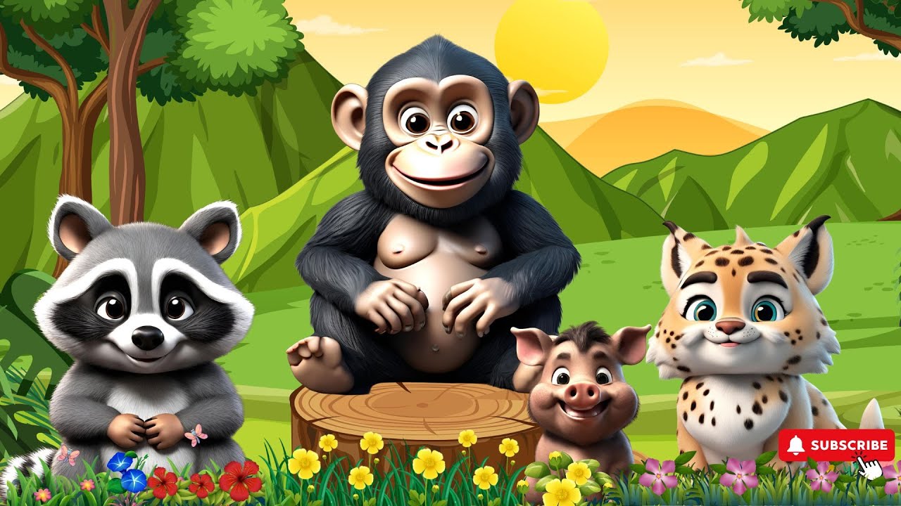 Cute Little Wild Animal Sounds: Raccoon, Lynx, Chimpanzee, Boar | Music ...