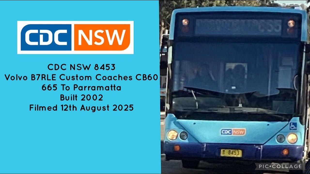 CDC NSW (8453) Volvo B7RLE Custom Coaches CB60 665 To Parramatta - YouTube