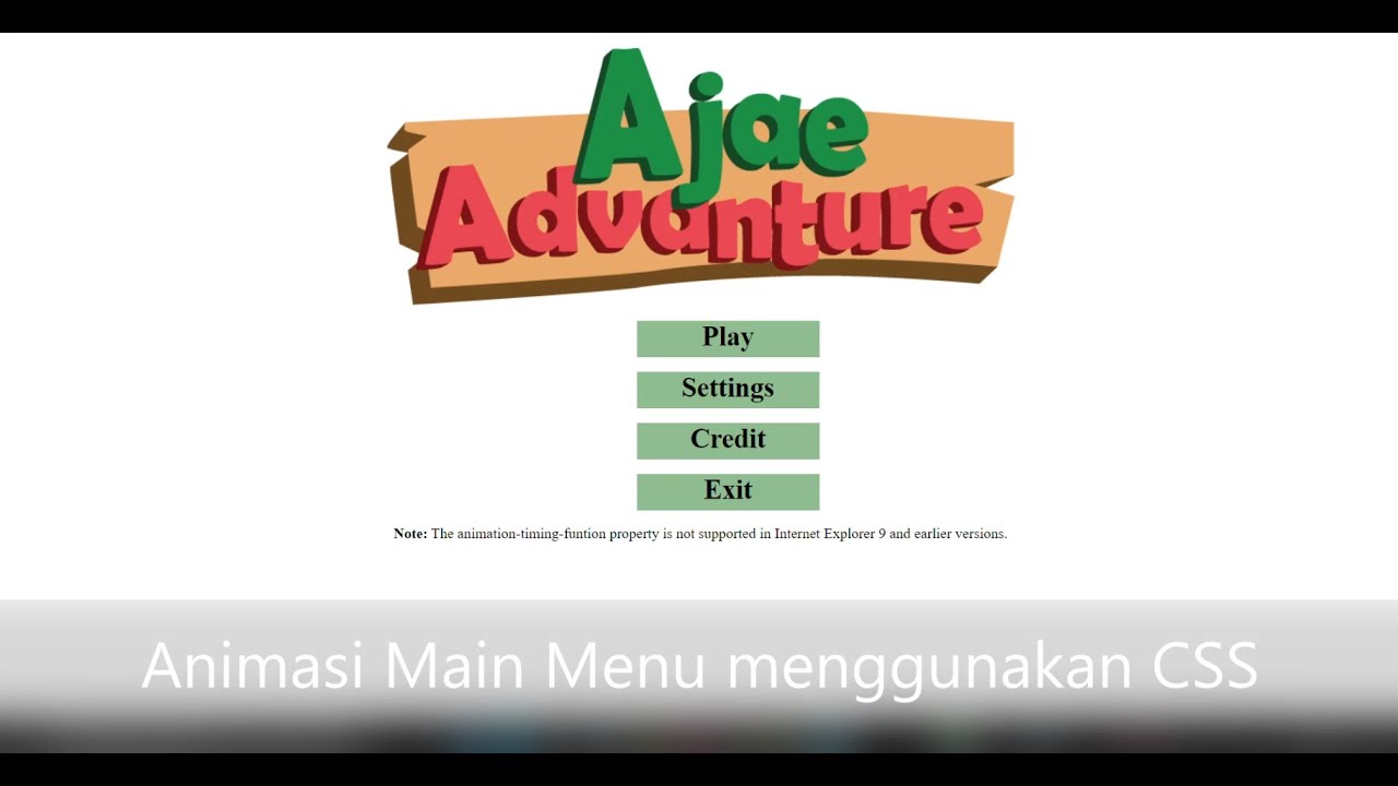 [TUGAS KULIAH] Animasi Main Menu Game dengan CSS - YouTube