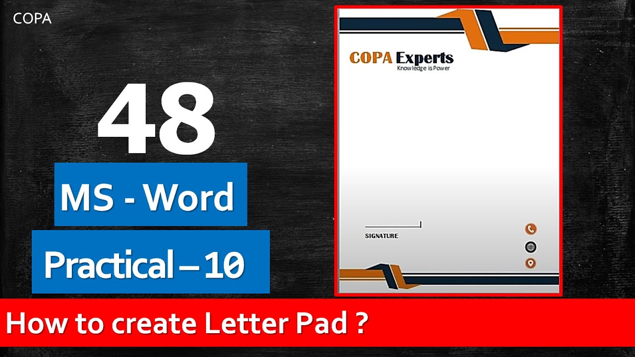 #P48 - COPA :Practice - 10 : How to Create Letter Pad ? | लेटर पैड कैसे ...