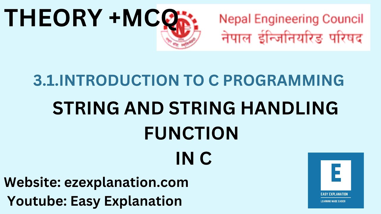 1.7 STRING AND STRING HANDLING FUNCTION IN C #neclicenceexam # ...