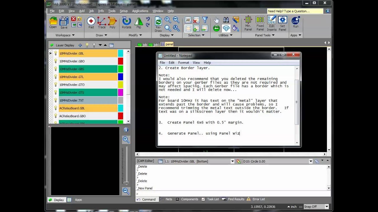 Panelize 2 PCB's and output Gerber and Drill using FAB 3000 - YouTube