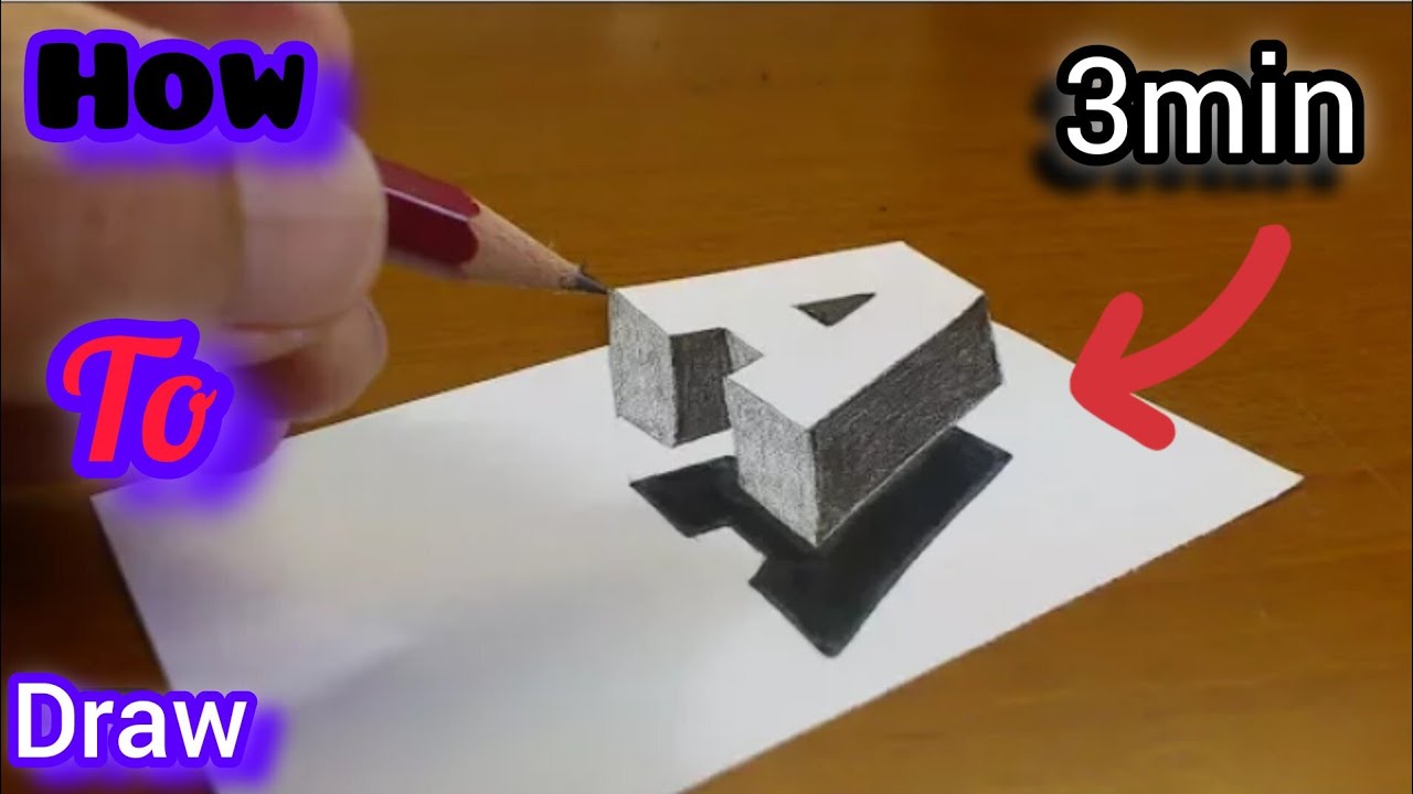 Very Easy!! How to drawing 3D Floating letter"A"#2_Anamorphic Illosion ...