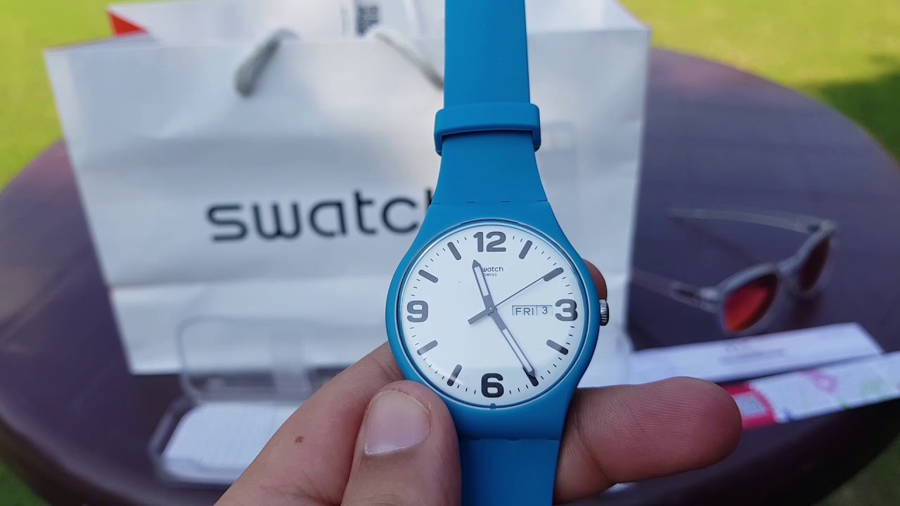Swatch watch 2017 Model SUOS 704(Blue) - YouTube