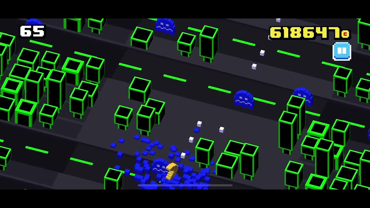 Crossy Road PAC man 100 hops WR - YouTube