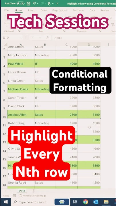 Conditional Formatting - Highlight every Nth row - YouTube