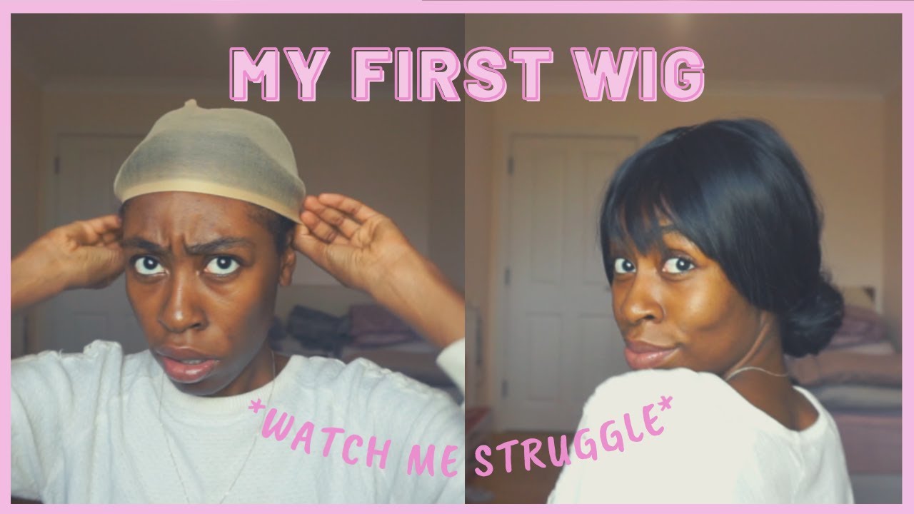 First time trying on a wig | *watch me struggle* - YouTube
