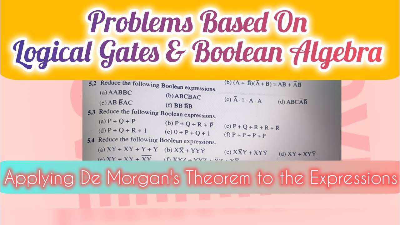 Part-21 | Applied De Morgan's Theorem To The Boolean Expressions ...