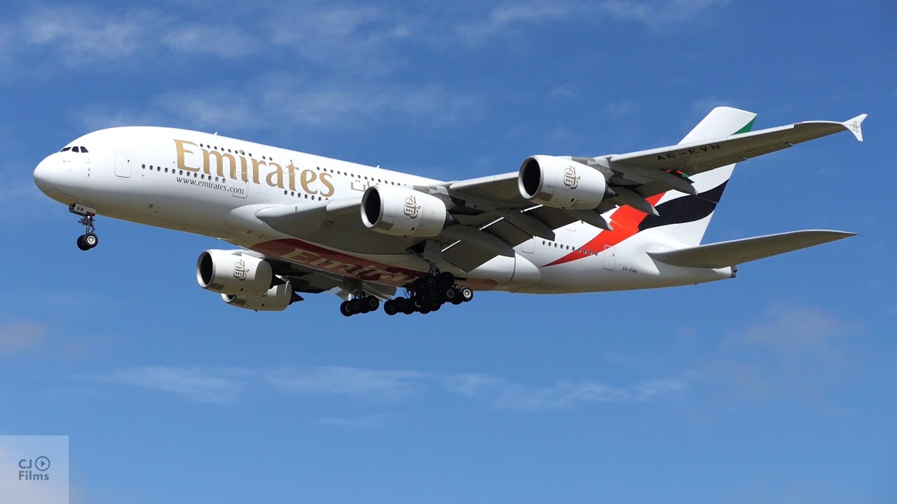 Emirates A380 windy day arrival at Christchurch Airport 17 Feb 2025 ...