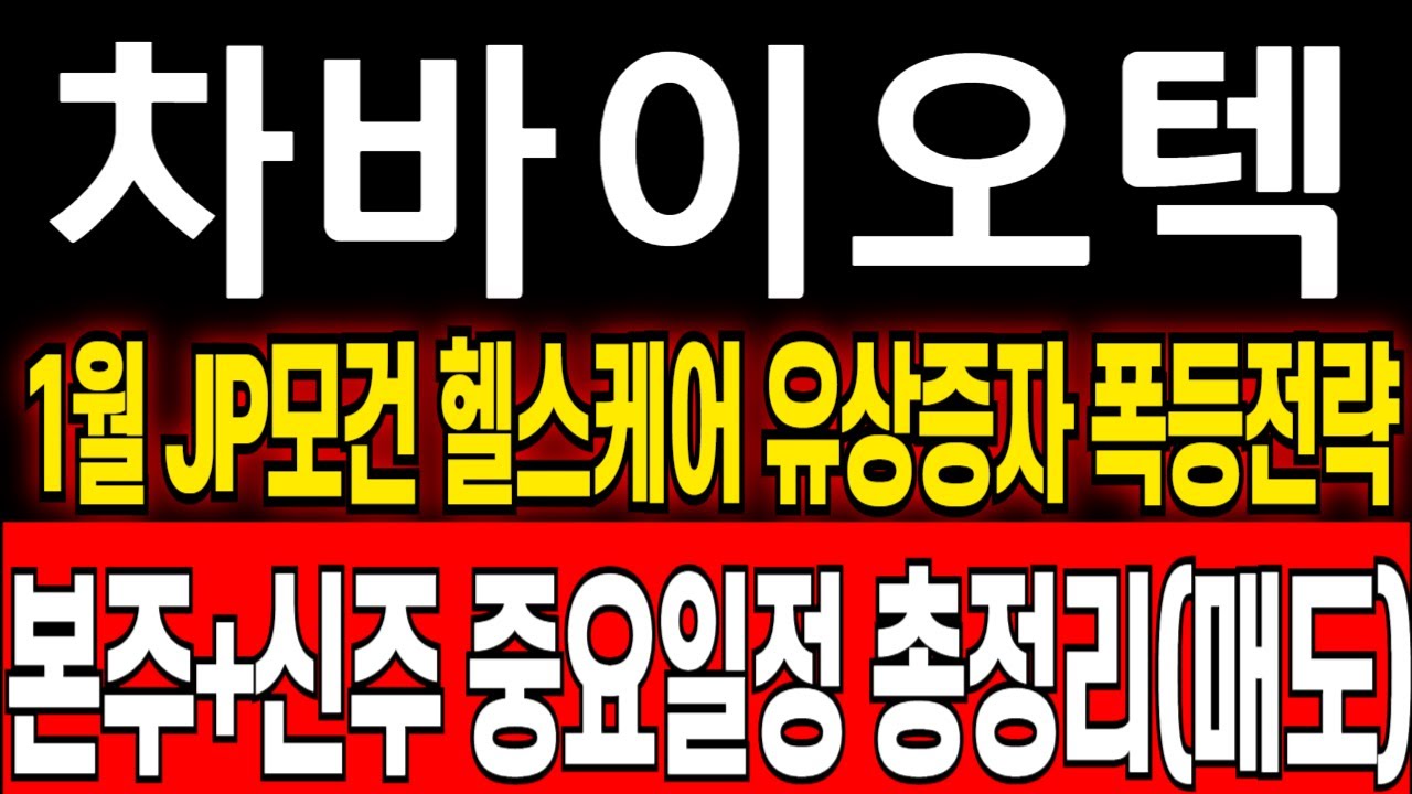 차바이오텍 주가 전망 1월 Jp모건 헬스케어 컨퍼런스 유상증자 1차발행가액 급등전략 본주신주 중요일정 총정리 차바오텍 주식