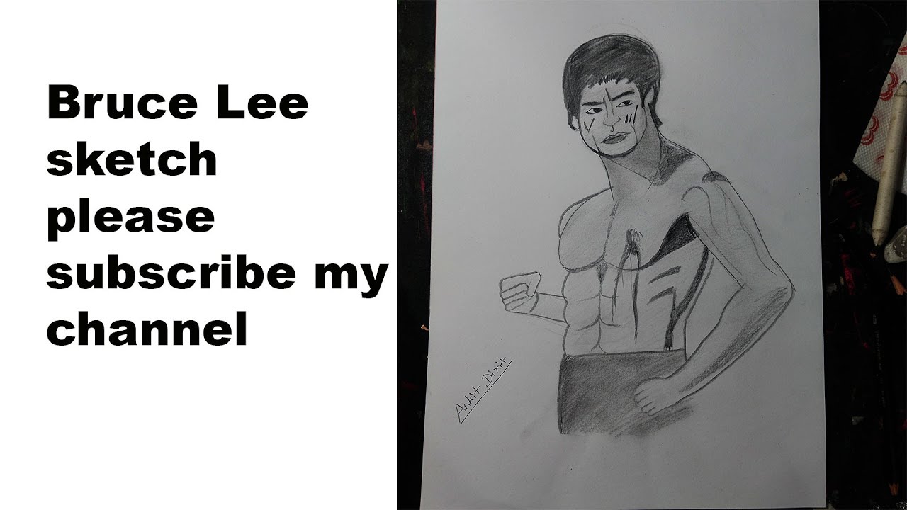 Bruce lee sketch /drawing || how to draw bruce lee - YouTube