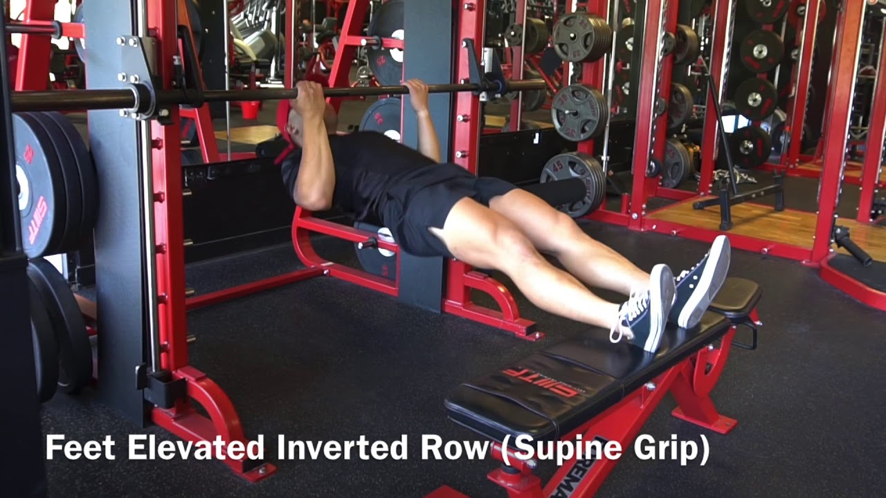 Feet Elevated Inverted Row (Supine Grip) - YouTube