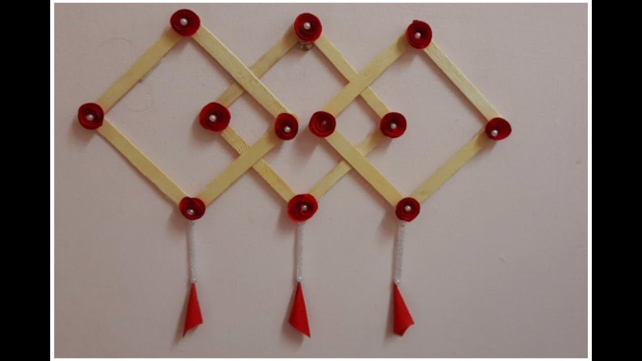 How to make candy stick wall hanging| Popsicle stick craft ideas - YouTube
