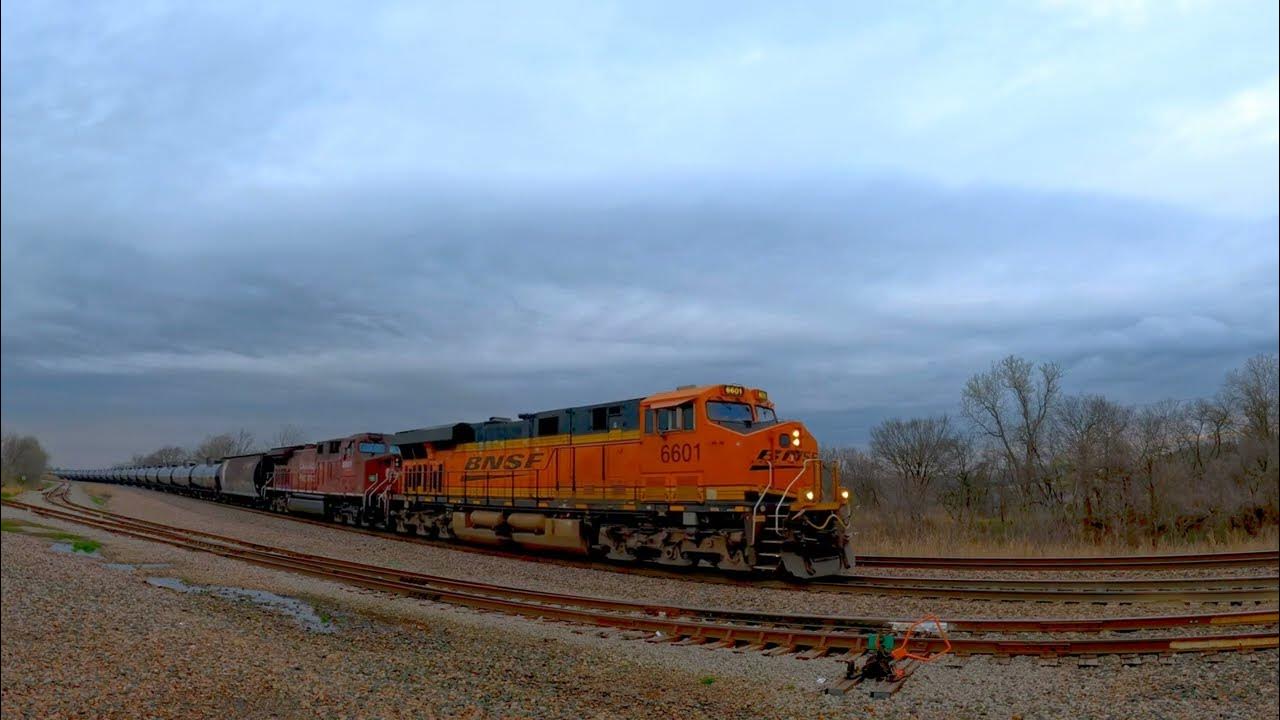 Eastbound CP 8067/8843/BNSF 6601/8100, Tanker Train, "Cherokee Sub" Tulsa, OK, 4-4-2022, GoPro ...