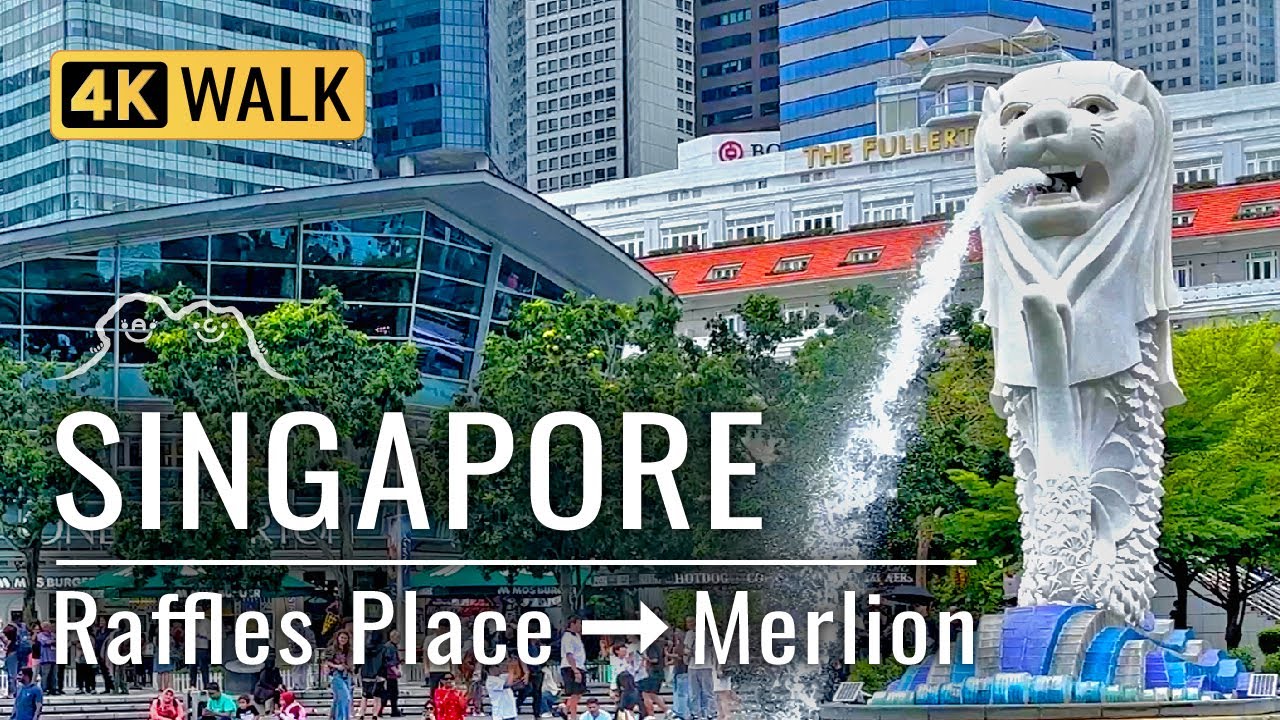 Iconic Merlion Walk from Raffles Place MRT・Waterfront Skyline・Singapore ...