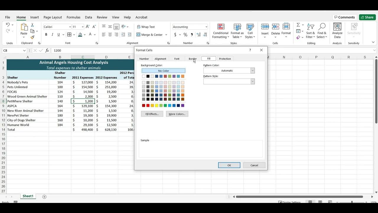 EXCEL--Borders Shading Cell Styles - YouTube