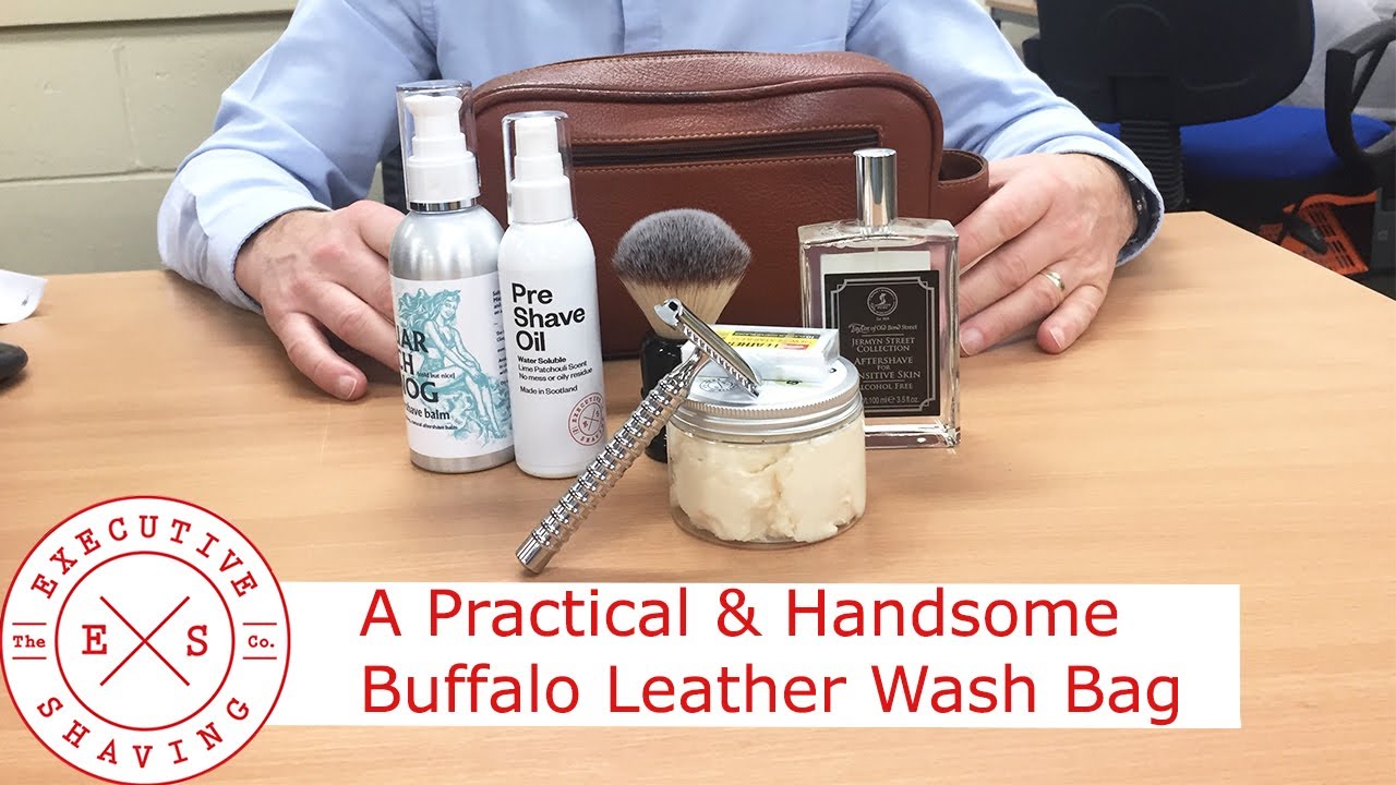 A Practical & Handsome Buffalo Leather Wash Bag @ The Executive Shaving ...