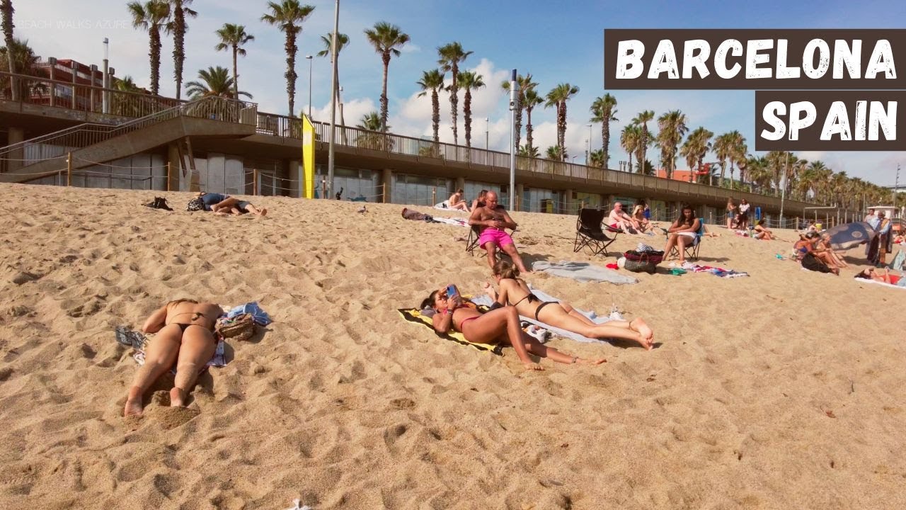 🇪🇸 Hot Day in Barcelona Beach - Spain ☀️🏖️ Amazing Barceloneta Beach Walk - 4K - YouTube