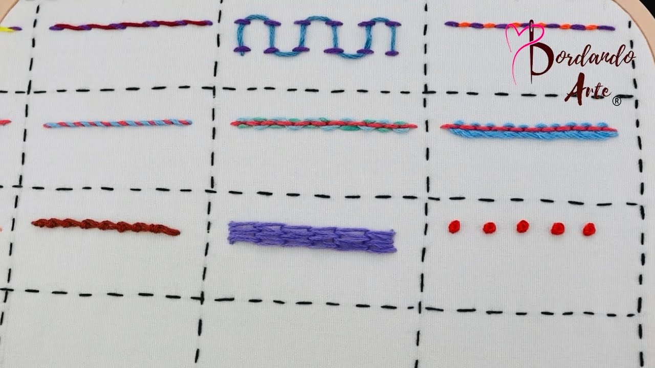 MUESTRARIO DE PUNTADAS DE BORDADO A MANO DE 11 AL 15 DE 100 PUNTOS ...