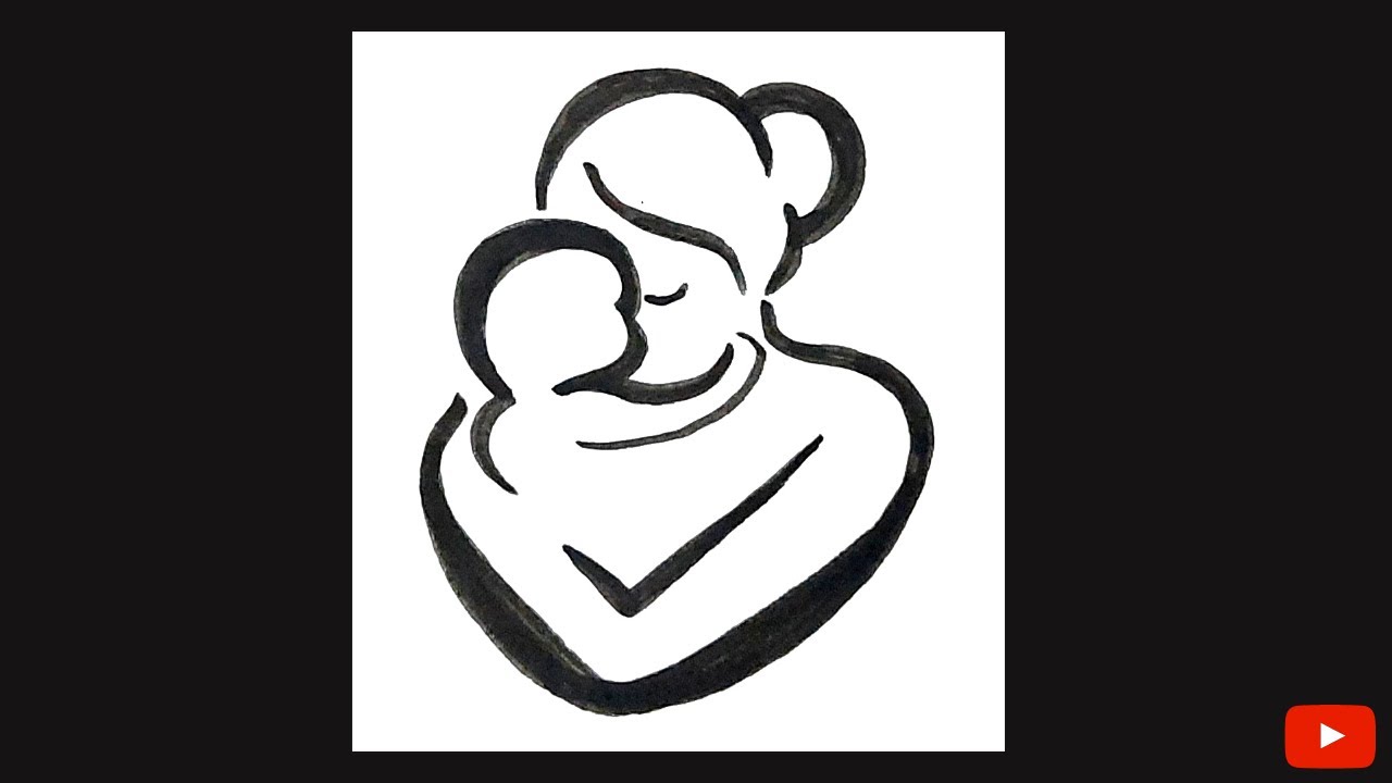 Mother's Day Easy Drawing | Baby with mom drawing very easy for ...