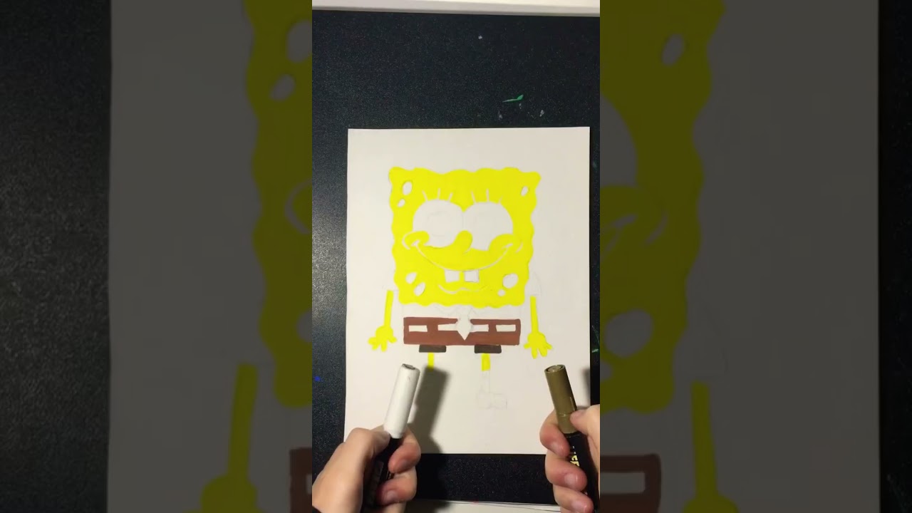 Drawing SpongeBob Using Posca Markers - YouTube