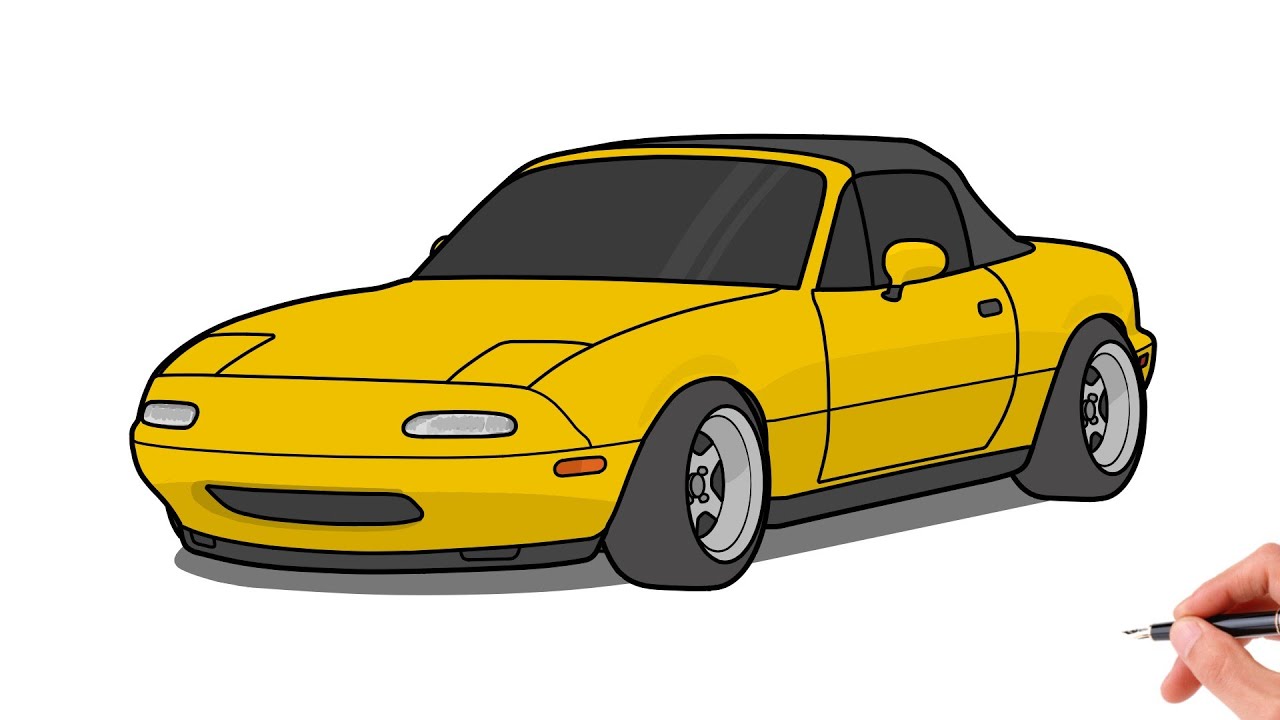 How to draw a MAZDA MX-5 MIATA 1989 / drawing mazda mx5 1994 stance car ...