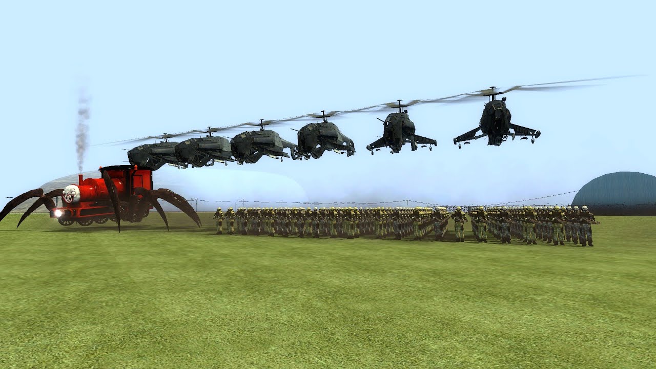 BATTLE ARMY HELICOPTER VS CHOO CHOO CHARLES IN GARRY'S MOD - YouTube