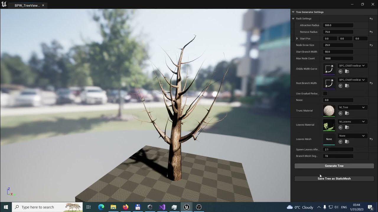Procedural Tree Generator Tool for Unreal Engine 5 WIP - YouTube