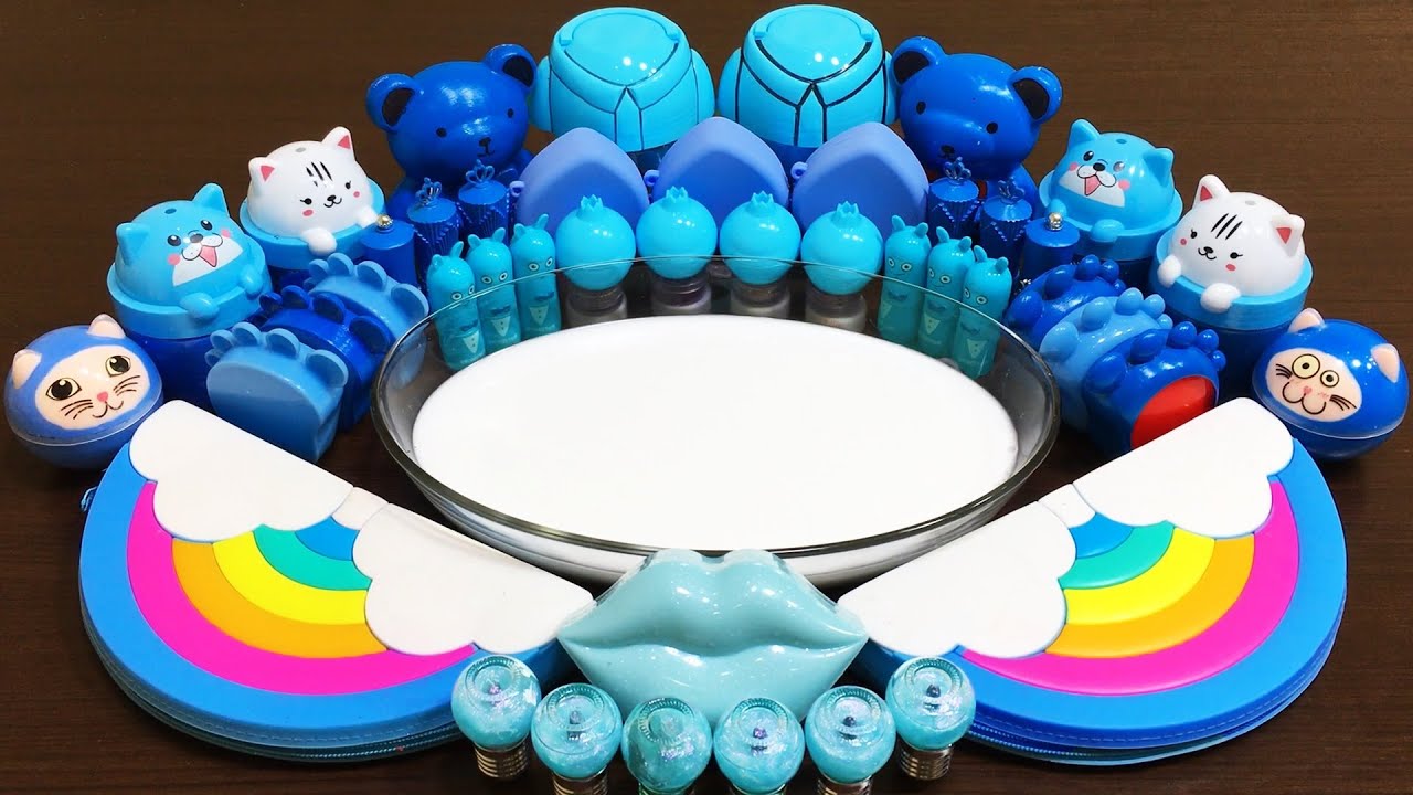 BLUE Slime ! Mixing Random into GLOSSY Slime ! Satisfying Video #618 ...