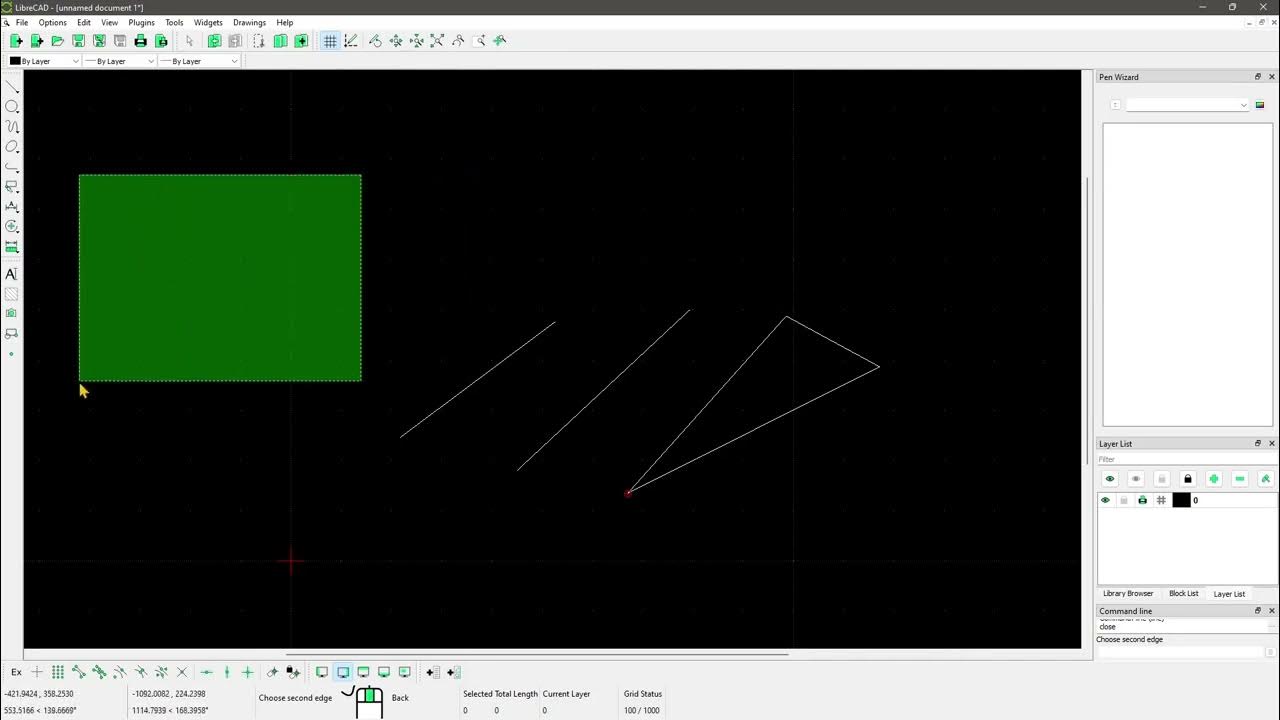 LibreCAD - Lesson 02 - Start to Draw With Line Tool, Basic Commands, Navigation, Selection ...