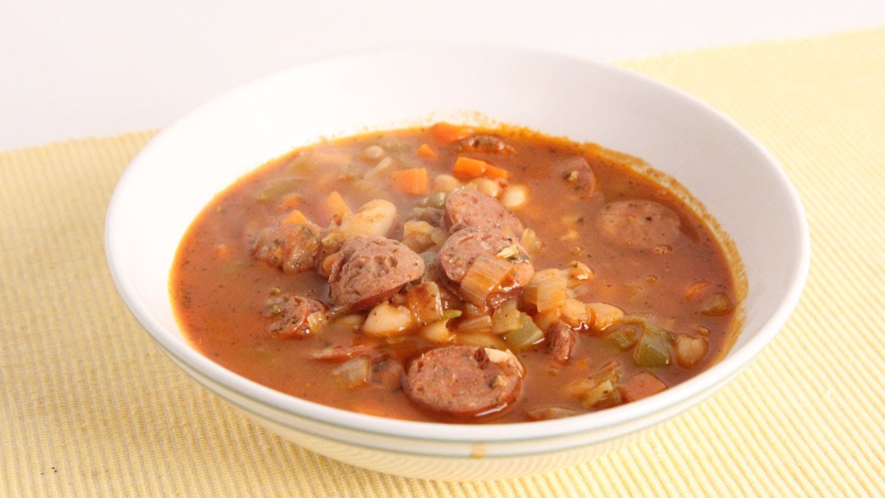 Quick Sausage & Bean Soup Recipe - Laura Vitale - Laura in the Kitchen ...