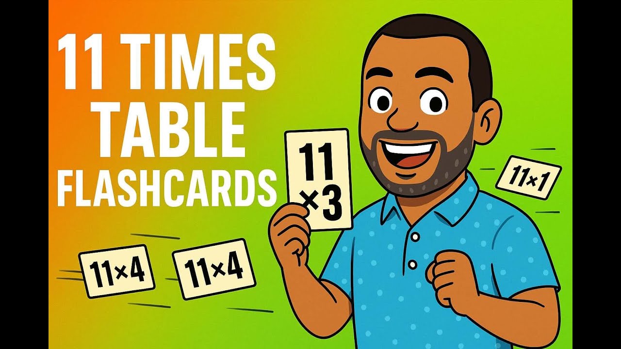 11's times tables flashcards - YouTube