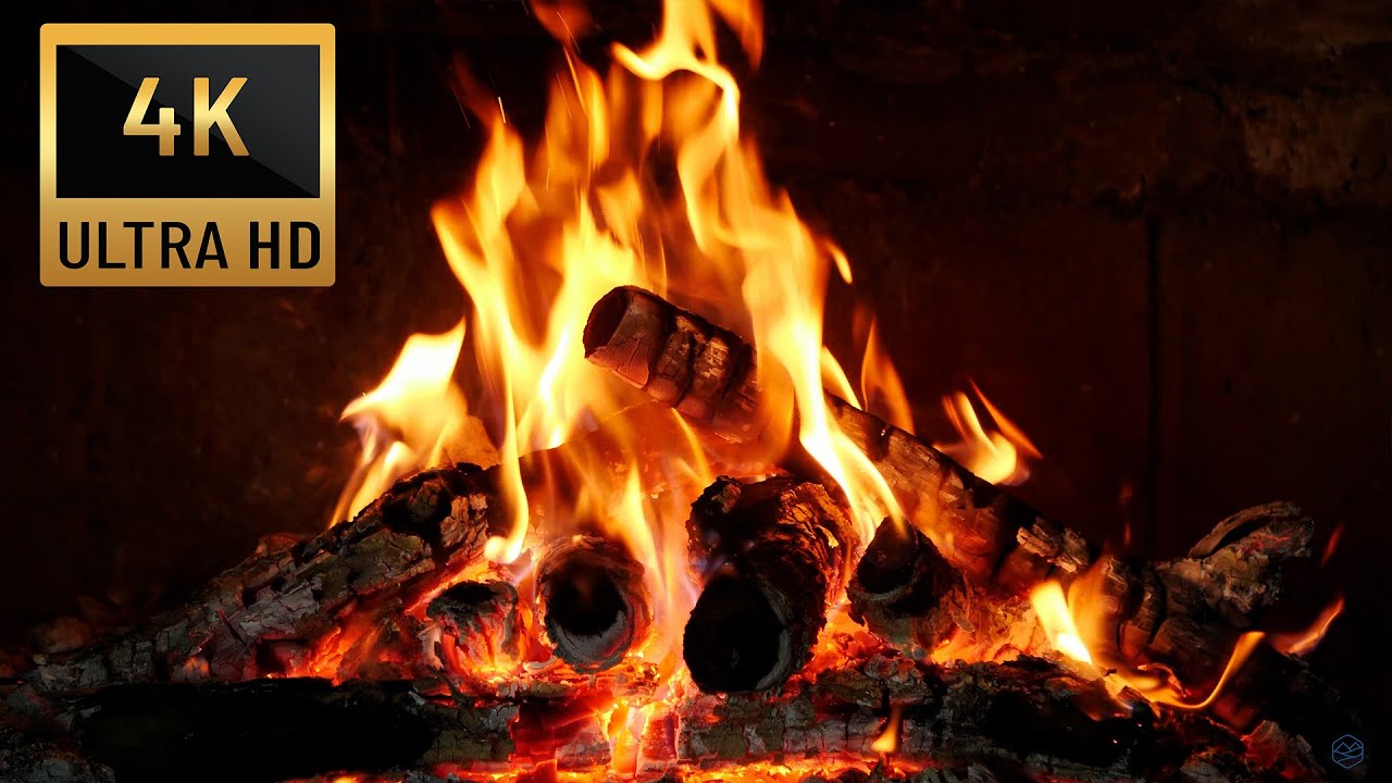 Ambiance Fireplace 4K 🔥 Burning Fireplace & Crackling Fire Sounds (NO ...