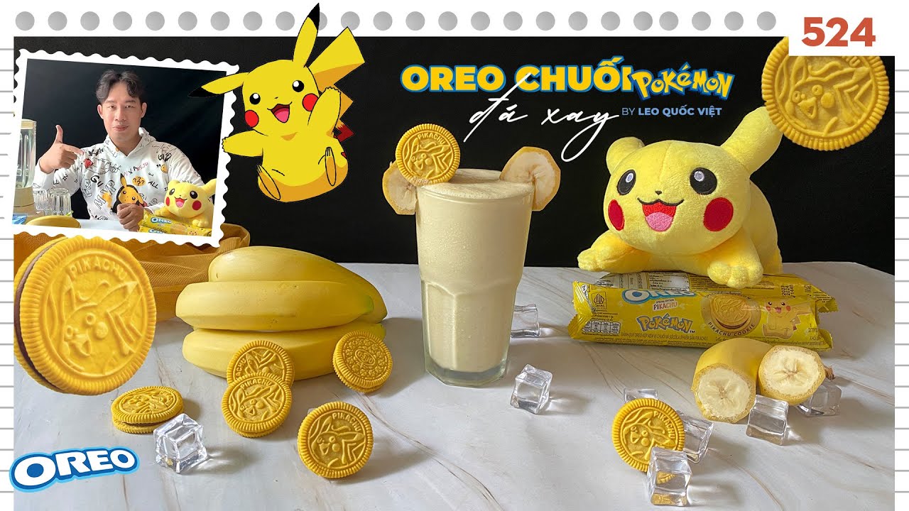 Cách pha ly 💛 OREO COOKIE ĐÁ XAY CHUỐI (Pokemon) màu VÀNG 🟡 thơm lừng 🍌 ...