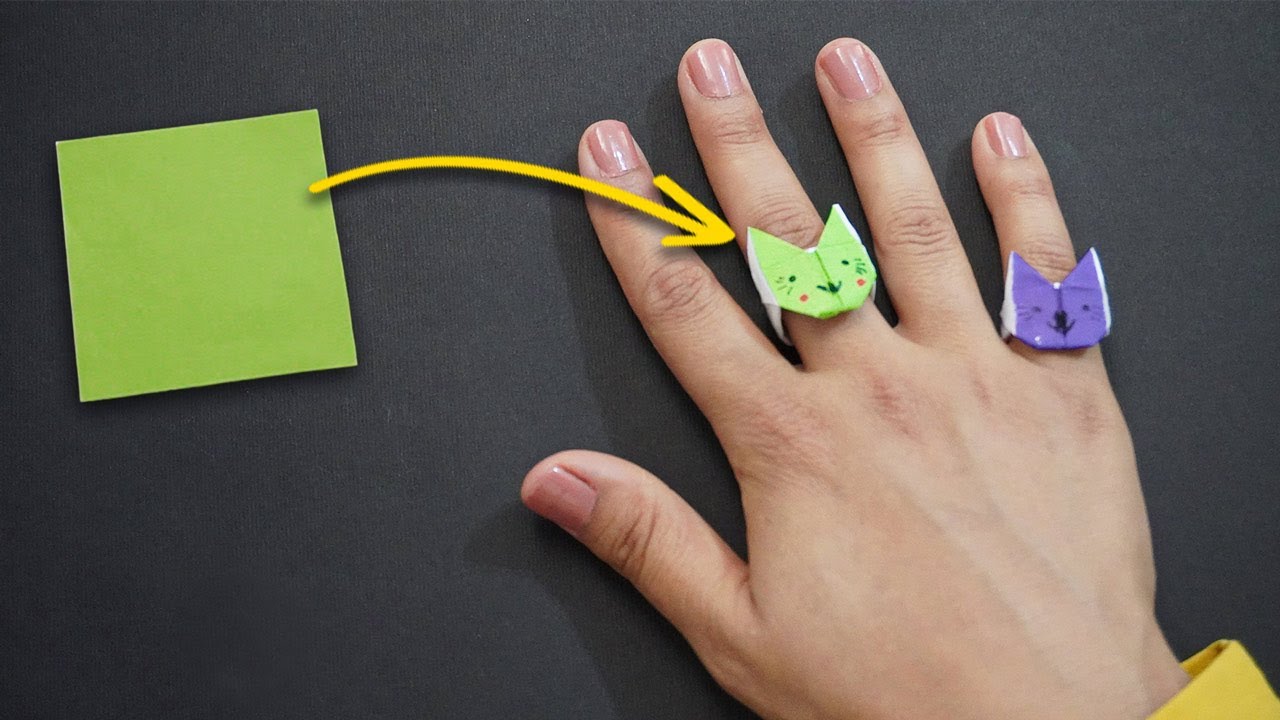 Making a Cat Ring with Origami Paper - YouTube
