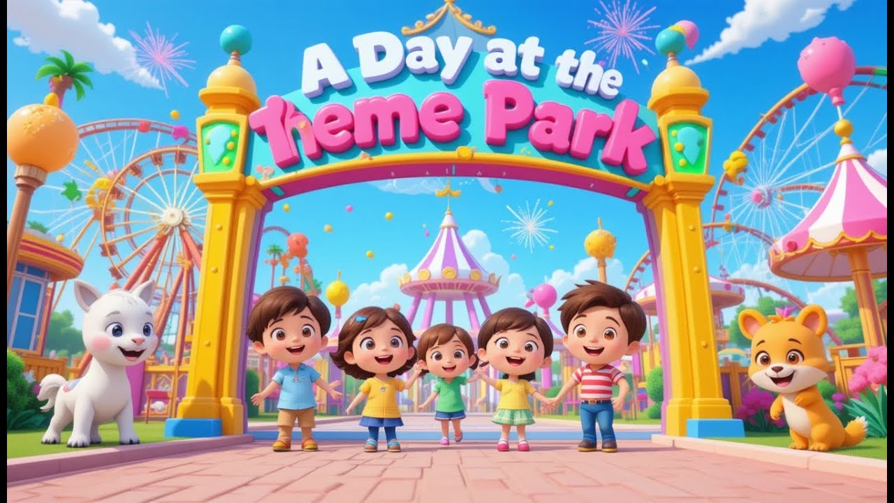 A Day at the Theme Park | Fun Kids Song with Rides, Games & Fireworks ...