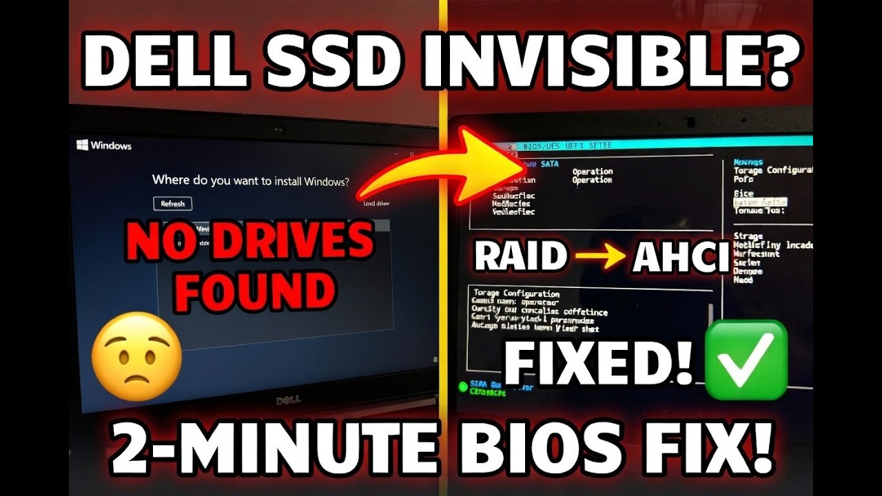 DELL LAPTOP SSD NOT SHOW DURING WINDOW IN BOOT SETUP HOW TO FIX IT 2026 ...